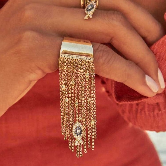 APM Monaco | Jewelry | Apm Monaco Silver Gold Plated Ring With Tassels ...